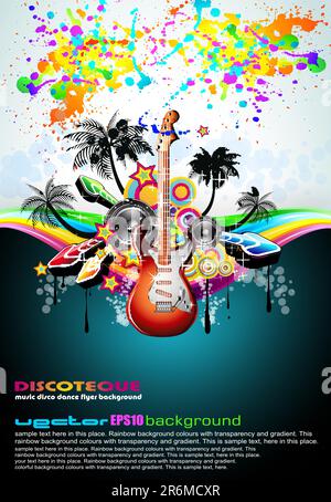 Tropical Music Event Disco Flyer with rainbow colours Stock Vector ...