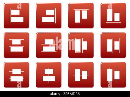 Gadget square icons set. Red - white palette. Vector illustration Stock ...