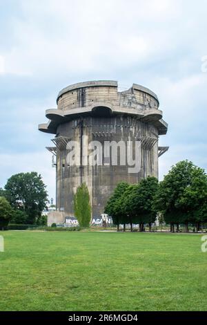 Antiaircraft tower of Luftwaffe in Vienna is large ground-based ...