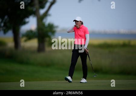 Lindy Duncan plays during the first round of the ShopRite LPGA Classic ...