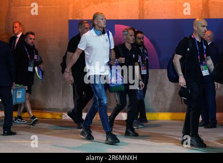 Manchester City's Erling Haaland arrives ahead of the Premier League ...