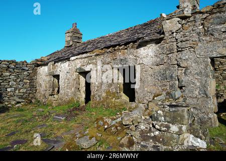 This derelict stone cottage is close to Marchllyn Bach Reservoir in ...
