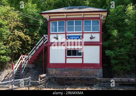 Original signal box, now disused and preserved, at Chesham Metropolitan ...