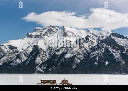 Spring time views in Banff National Park during April with snow ...