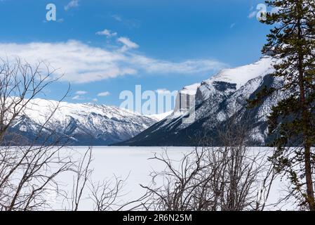 Spring time views in Banff National Park during April with snow ...