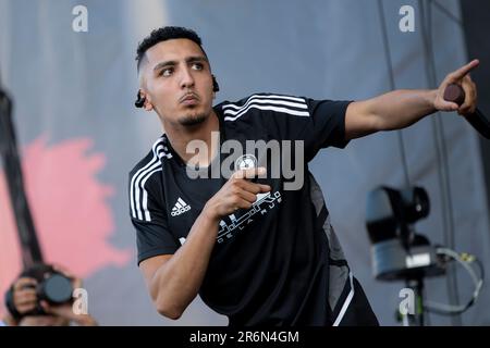 The singer Morad during a performance at the Share Festival, at the ...