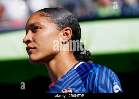 OL Reign forward Elyse Bennett (34) looks on during the second half of ...