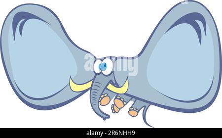 Illustration of the elephant flying and surprised Stock Vector Image ...