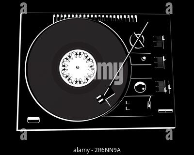 Vector image of a vinyl DJ's deck grey colour on white background Stock ...