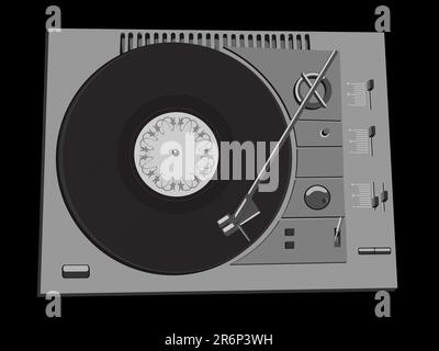 Vector image of a vinyl DJ's deck grey colour on white background Stock ...
