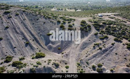 OHV area with steep rutted paths going up out of the pit Stock Photo ...