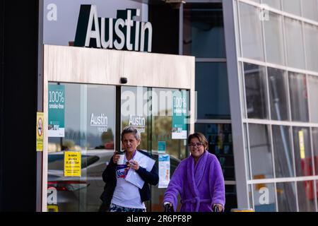The main entrance to the Austin Hospital during COVID 19 on 16 April ...