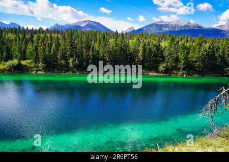 Aquamarine blue-green shades of the magnificient and beautiful lakes in ...