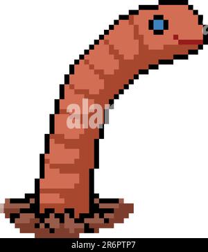 pixel art of worm dig ground isolated background Stock Vector Image ...