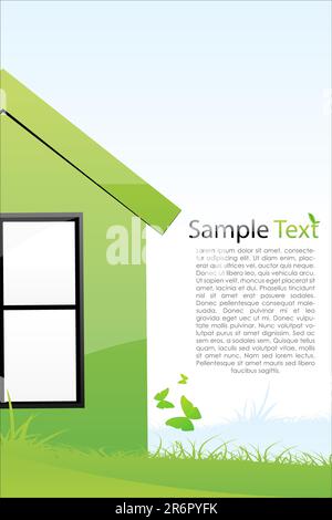 illustration of green house with sample text Stock Photo - Alamy