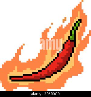 Pixel art hot chili pepper. 8 bit chile spicy paper Stock Vector Image ...