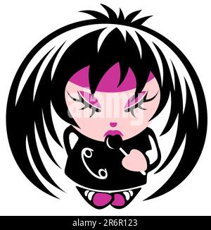 Cartoon emo little girl on a dark background Stock Vector Image & Art ...