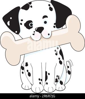 Dog holding bone in its mouth. Pixel perfect, editable stroke icon ...