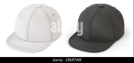 White and black snap back mock up, blank hat template, isolated on ...