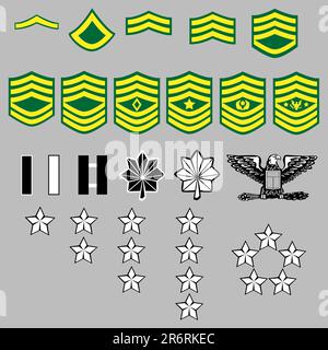 US Army rank insignia for officers and enlisted in vector format with ...