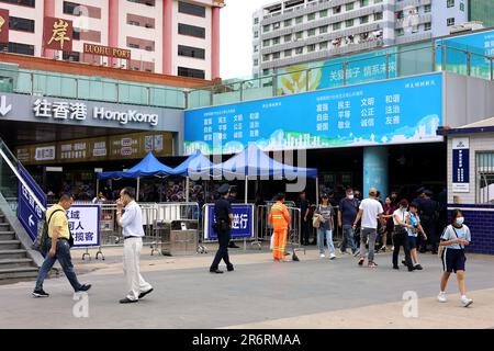 SHENZHEN, CHINA - JUNE 9, 2023 - View of Luohu Port in Shenzhen, South ...