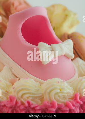Pink Baby Shoes Cake Topper with Boy or Girl Sign for Baby Shower ...