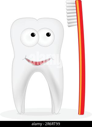 Healthy and happy tooth. Cute smiling tooth icon in cartoon childish ...