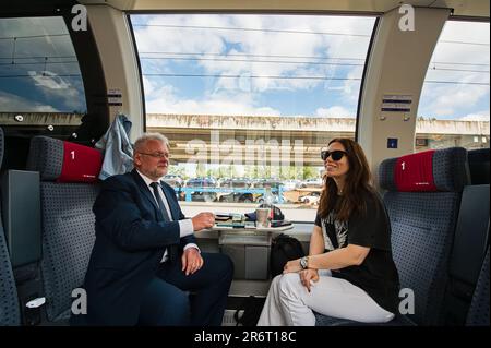 Breclav, Czech Republic. 11th June, 2023. A panoramic train of Swiss ...