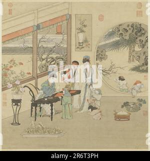 China: 'Cao Dagu Teaching', by Jin Tingbiao (Unknown - 1767). Cao Dagu ...