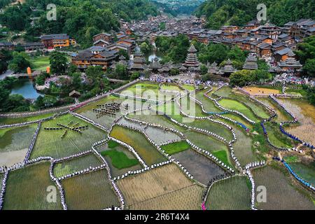 Liping, China's Guizhou Province. 10th June, 2023. This aerial photo ...