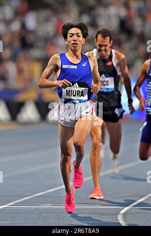 Ryuji Miura (JPN) places second in the steeplechase in 8:09.91 during ...