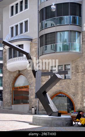 Switzerland, St. Moritz Downtown, Centre, Hotels, Modern Art Stock ...