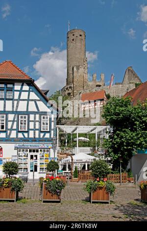 Old town with Eppstein castle, half-timbered houses, Eppstein, Hesse ...