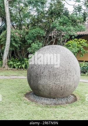 Ancient stone sphere on display at the National Museum of Costa Rica ...