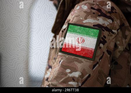 Iran Soldier. Soldier with flag Iran, Iran flag on a military uniform ...