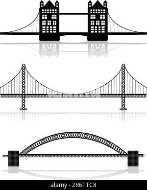 Vector line bridge arch city outline building viaduct sign construction ...