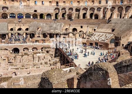 Close up of people visiting the Colosseum in Rome, the largest ...