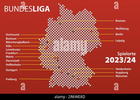 Map of cities in Germany with teams the first German football league ...