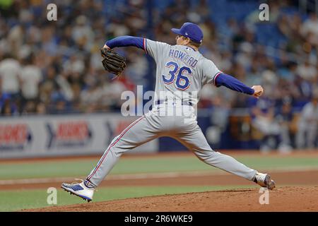 Texas Rangers starting pitcher Spencer Howard pitches against the ...