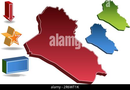 Iraq outline map isolated on white background Stock Vector Image & Art ...