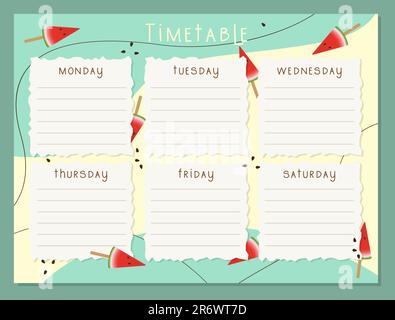 Timetable watermelon , Class schedule, weekly calendar , schedule ...