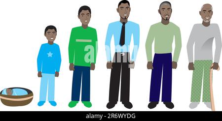 Man in different ages. Newborn boy teenager, adult man elderly person ...