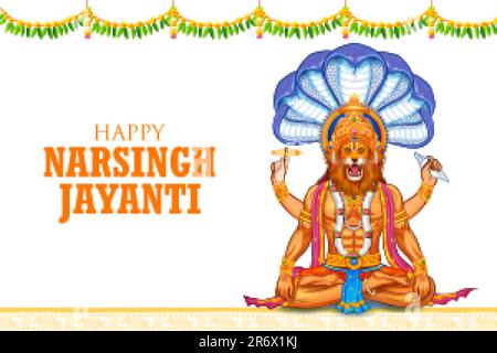 illustration of Lord Narasimha the fourth avatar of the Hindu god ...