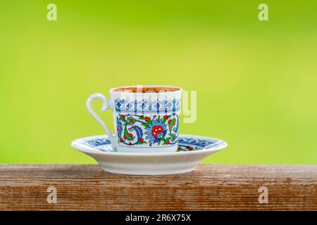 Sparkling Turkish coffee in a classic patterned Turkish Cup Stock Photo ...
