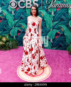 Lea Michele arrives at the 76th annual Tony Awards on Sunday, June 11 ...