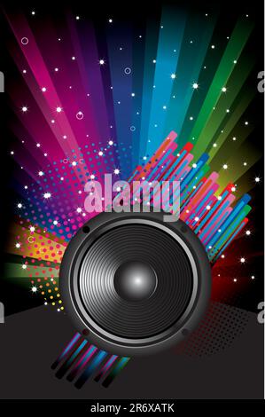 Rainbow Disco Background with speaker and stars Stock Vector Image ...