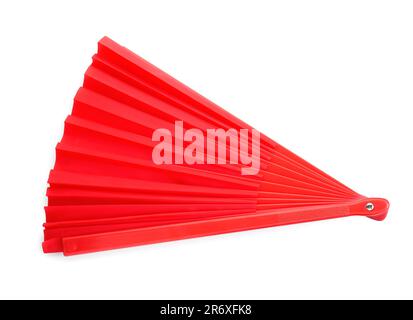 Bright red hand fan isolated on white Stock Photo - Alamy
