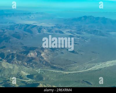 Aerial view of the desert and the mountains of Baja California Sur from ...
