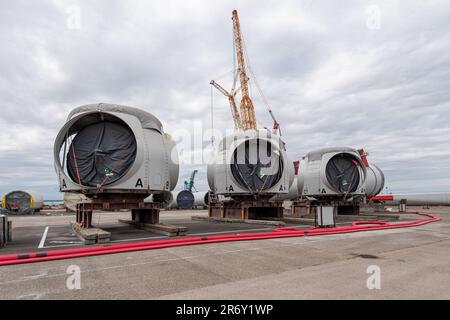 View of the float at the Provence Grand-Large floating offshore wind ...