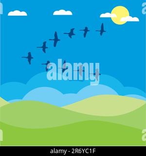 Birds migratory vector illustration cartoon Stock Vector Image & Art ...